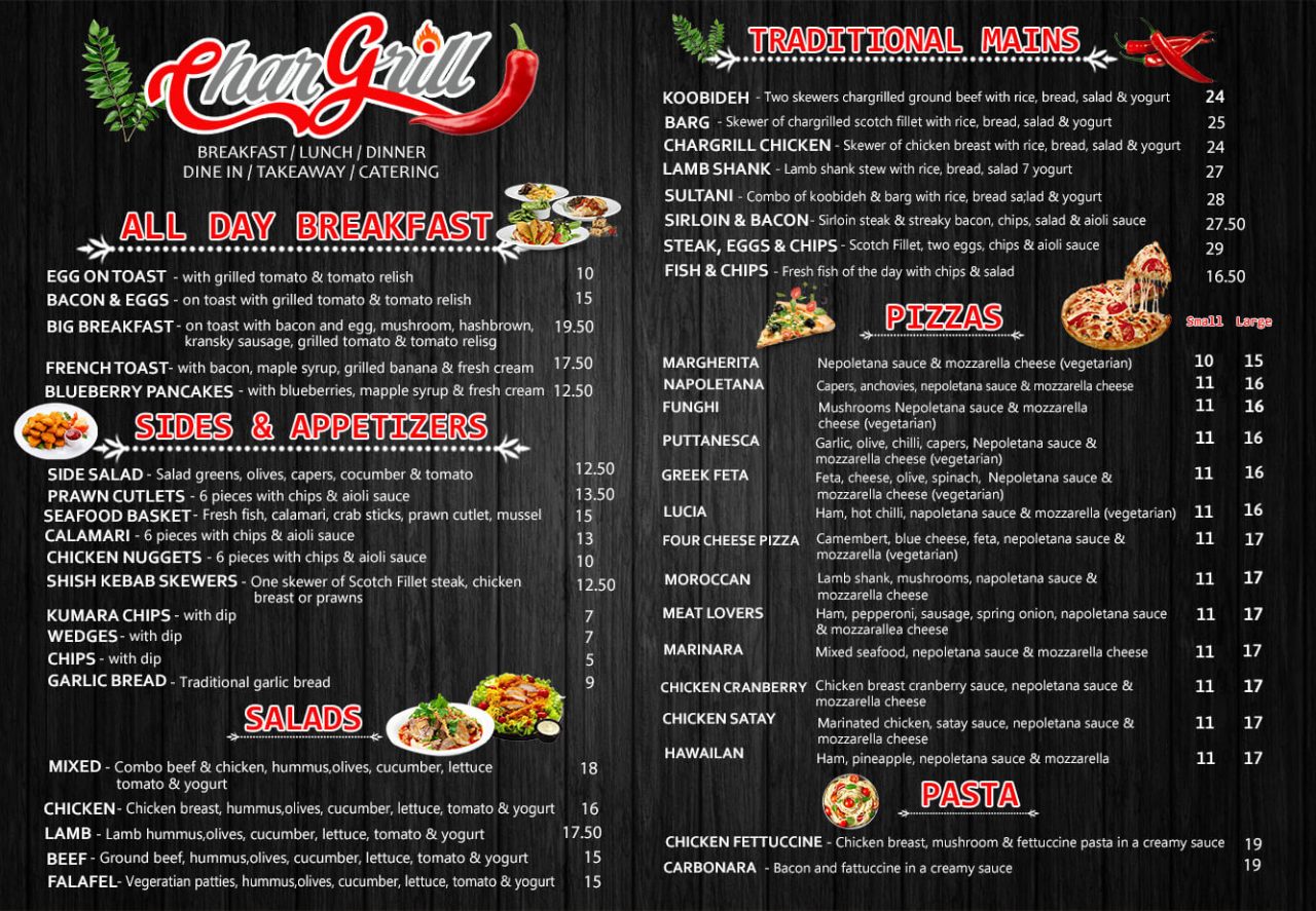 Menu - Chargrill 44